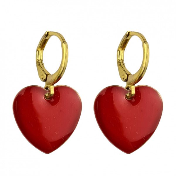 Rode Hartjes Oorbellen Goud - SeventyOne